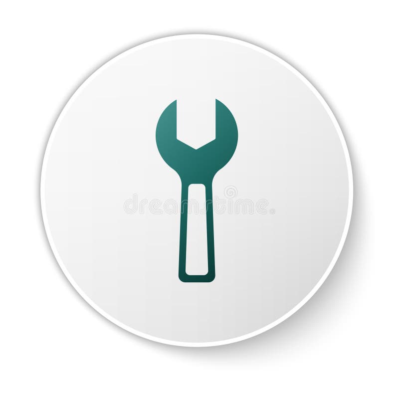 Green Wrench Spanner Icon Isolated on Blue Background. Minimalism ...