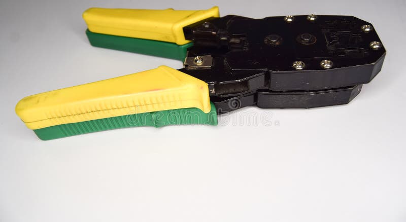 Green and Yellow Adjustable Wire Stripper Isolated on a White ...