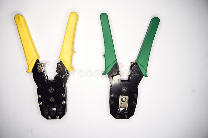 Green and Yellow Adjustable Wire Stripper Isolated on a White ...