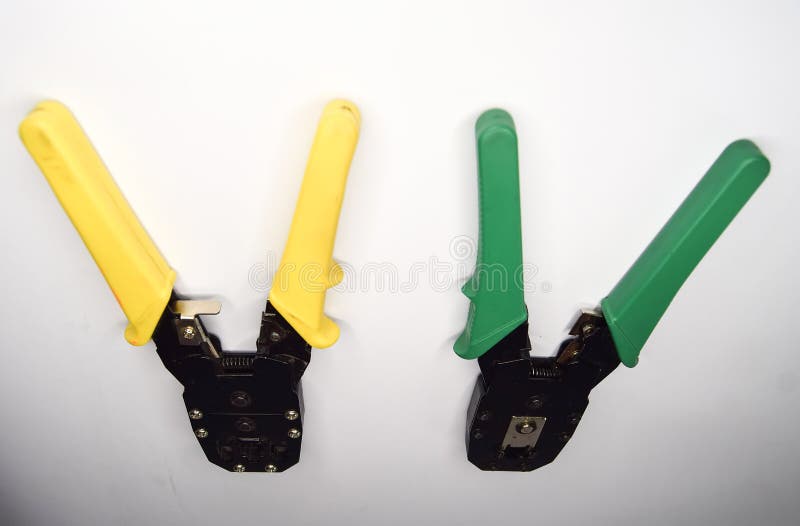 Green and Yellow Adjustable Wire Stripper Isolated on a White ...