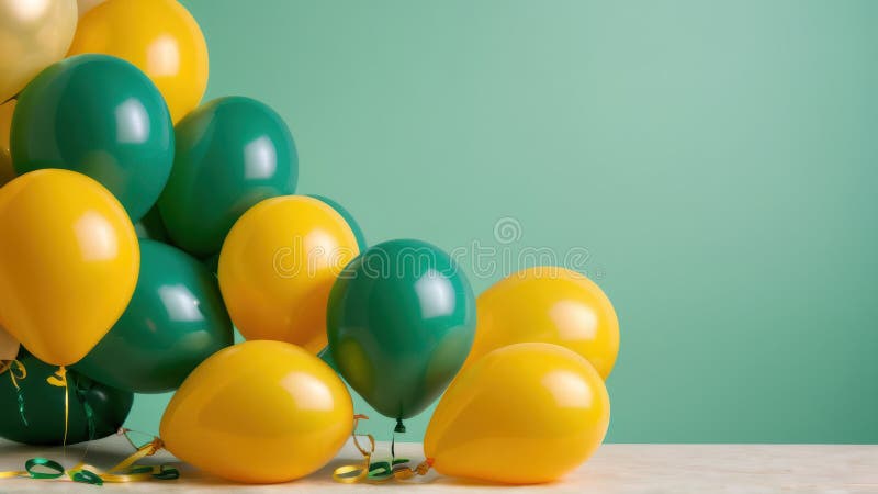 Green and Yellow Balloons on a Table with Copy Space Stock Illustration ...