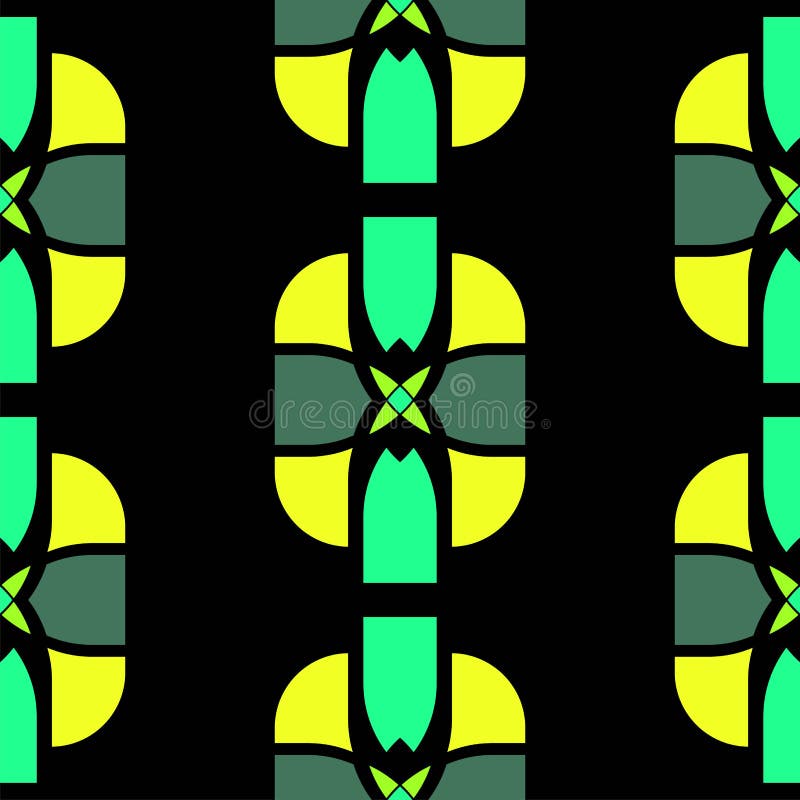 Green, Yellow and Black Bold Geometric Shapes Vector Repeat Pattern ...