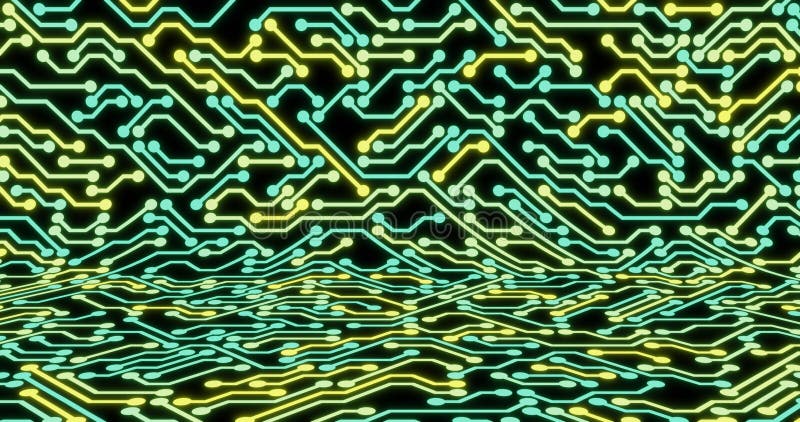 Green, Yellow, and Black Circuit Light Technology Background. Stock ...