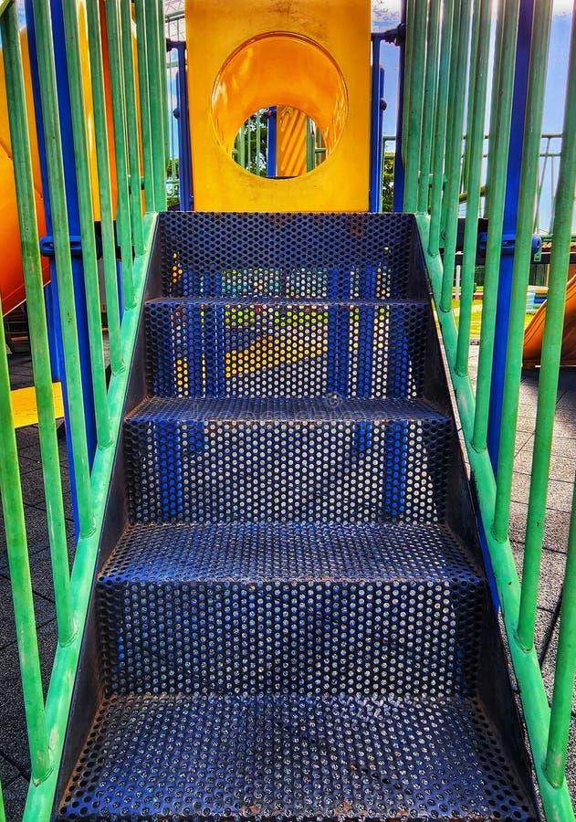 Green, Yellow and Blue Playground Stock Image - Image of yellow, play ...