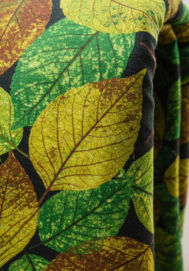Green Yellow Brown Leaves Fabric Texture Pattern Stock Illustration - Illustration of brown ...