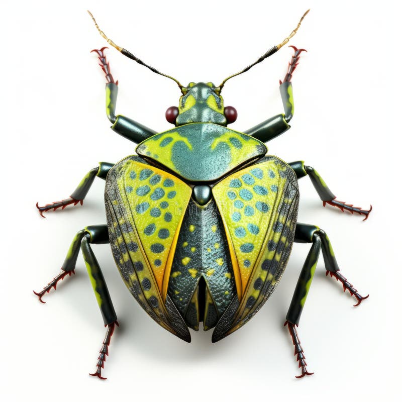 Symmetrical 3d Stink Bug Illustration with Green Spots Stock ...