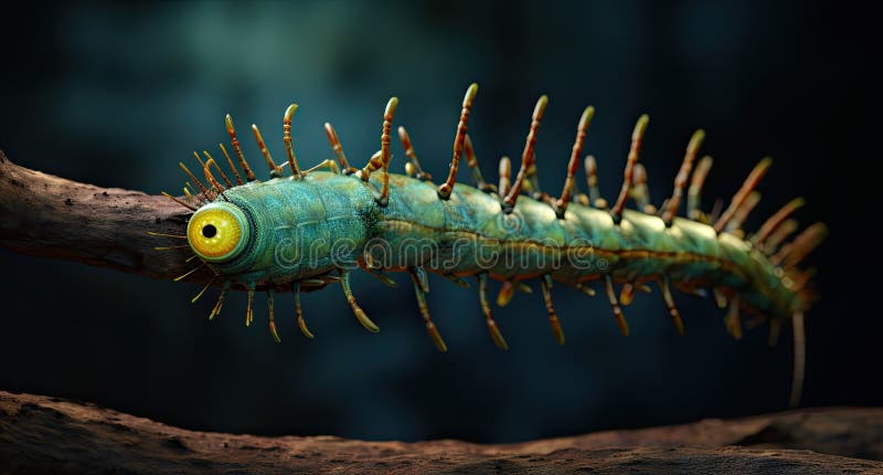 A Green and Yellow Bug with Long Spikes Stock Illustration ...