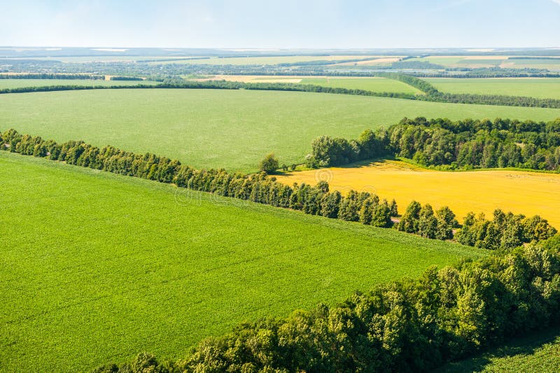 Green and Yellow Fields Above Aerial View Stock Photo - Image of ...