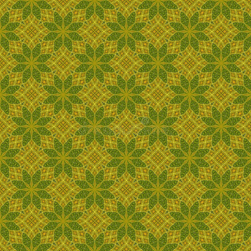 Green and Yellow Geometric Floral Vintage Pattern Stock Illustration ...