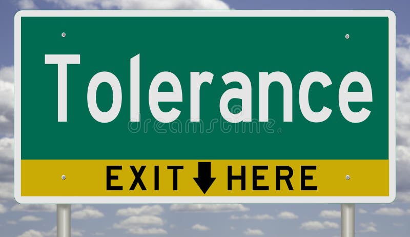 Green and Yellow Highway Sign for TOLERANCE Stock Illustration ...