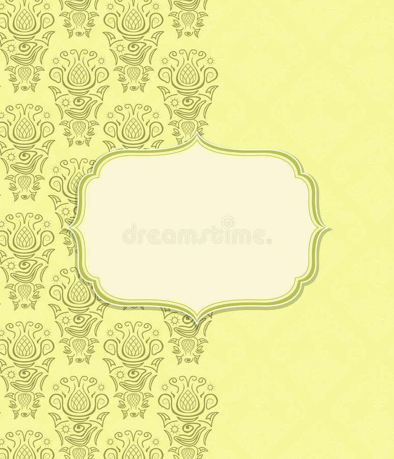 Green Yellow Invitation Card with Vignette Label Stock Vector ...