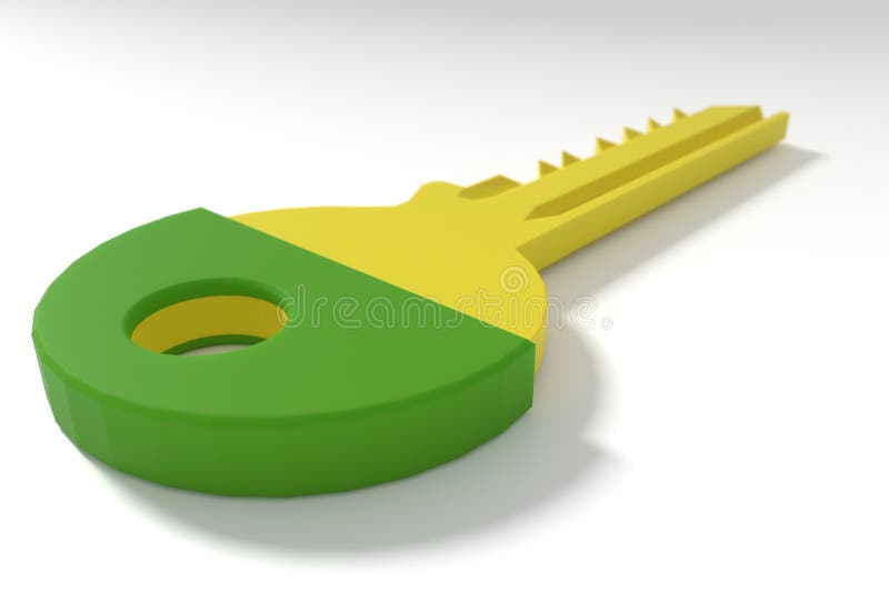 Green and yellow key stock illustration. Illustration of lock - 214531360