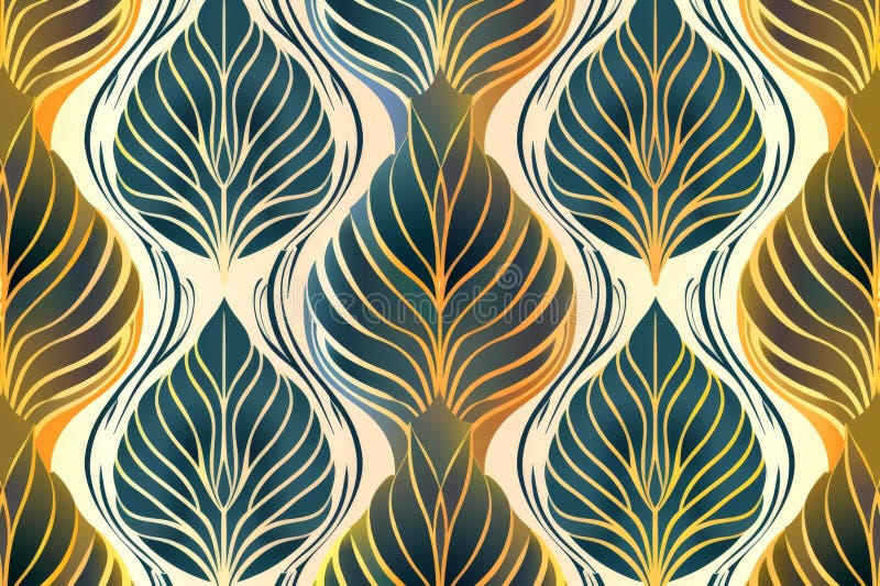 Green and Yellow Leaf Pattern on White Background Stock Illustration ...