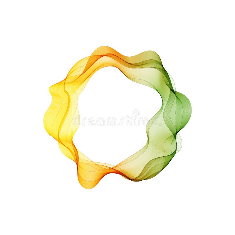 Green and Yellow Lines. Round Wave Pattern. Abstract Vector Wave ...