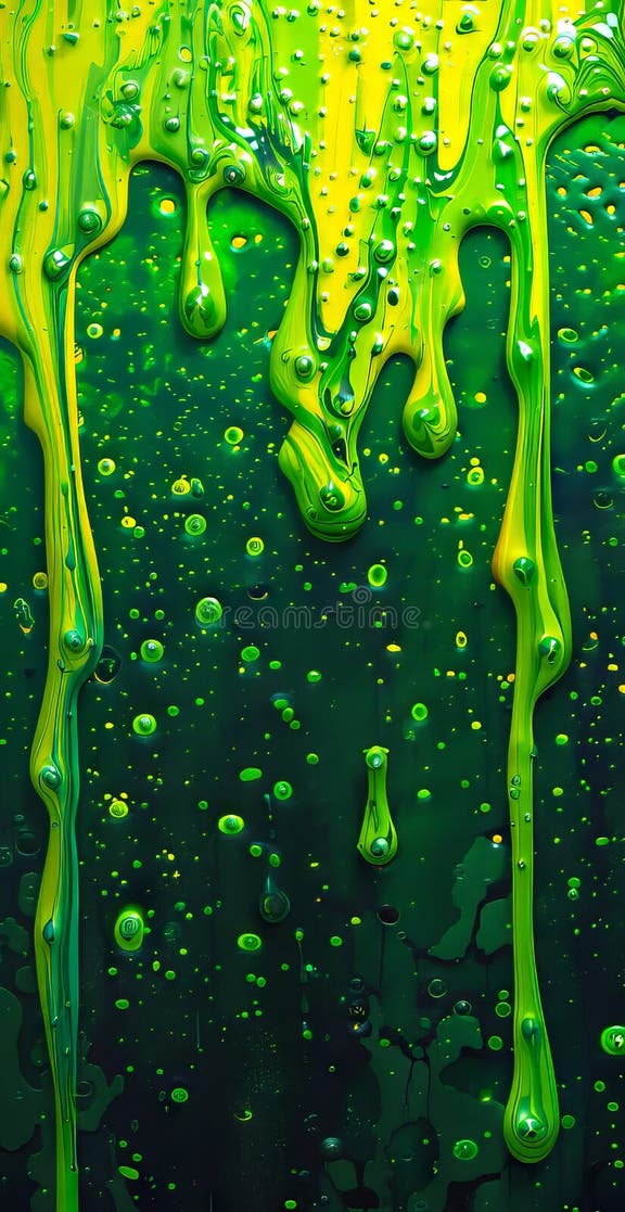 A Green and Yellow Liquid Drips Down from a Wall Stock Image - Image of ...