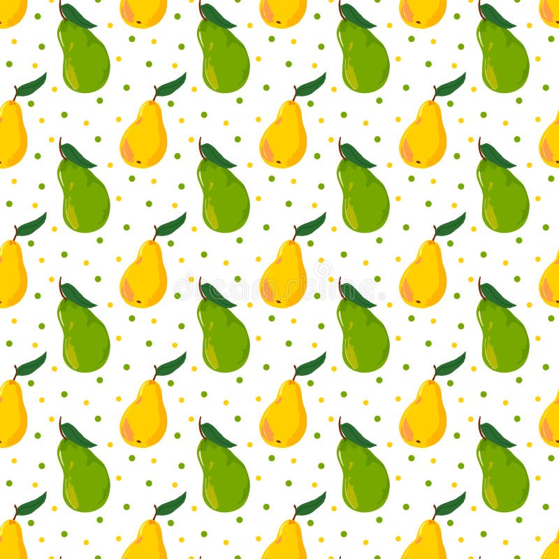 Green and Yellow Pears. Fruit Pattern. Vector. Flat Illustration Stock ...