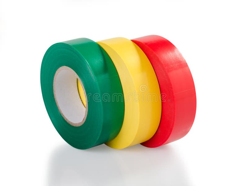 Green, Yellow and Red Insulating Tape Stock Image - Image of sellotape ...