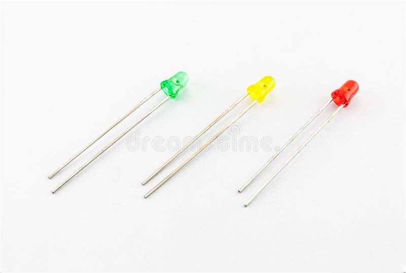 Green Yellow and Red LEDs stock photo. Image of electronic - 42578876