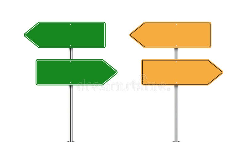 Green and Yellow Road Direction Signs Stock Vector - Illustration of ...