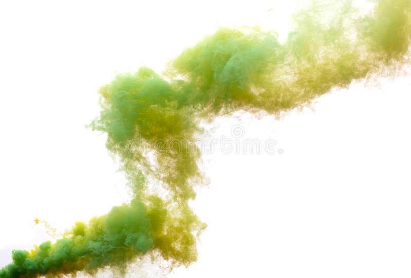 Green and Yellow Smoke Isolated on a White Stock Image - Image of ...