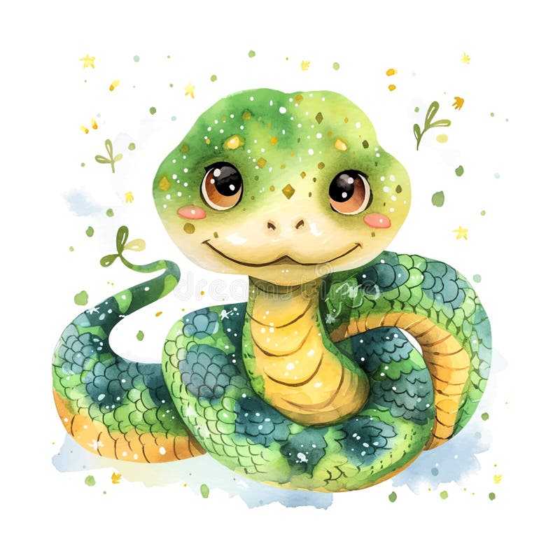 2025 a Green and Yellow Snake with a Smile on Its Face. the Snake is ...