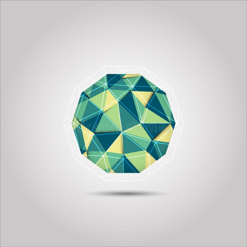 Green and Yellow Sphere Mosiac Polygon Shape Vector Icon Stock Vector ...