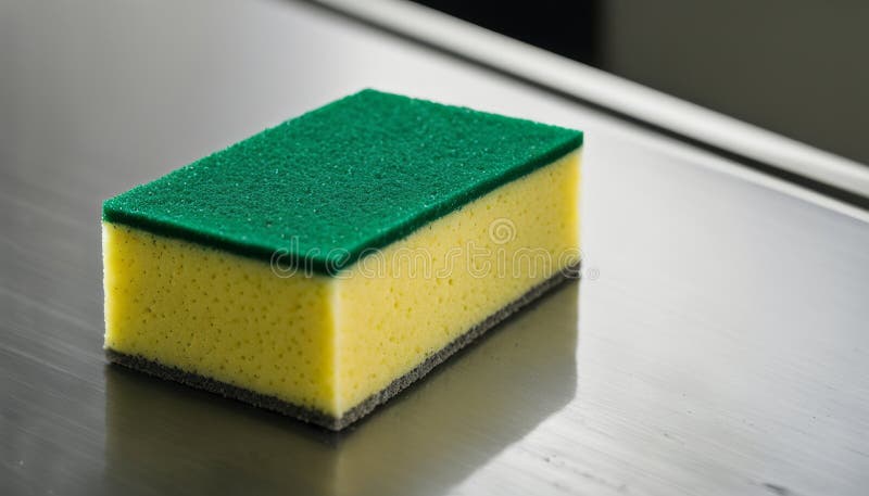 A Green and Yellow Sponge on a Counter Stock Illustration ...