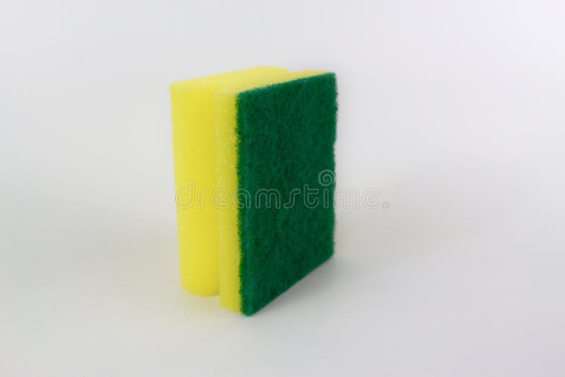 Green Yellow Sponge on Lateral Isolated on White Background Stock Photo ...