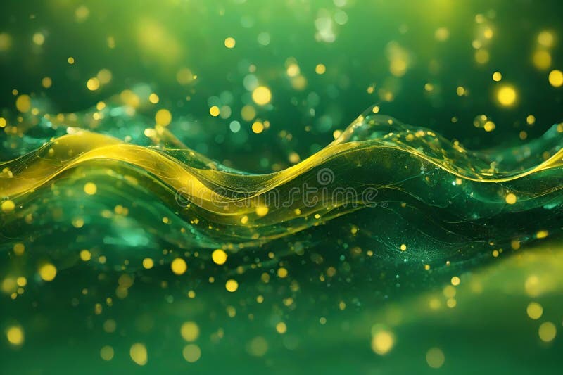 Green and Yellow Wave with Sparkle Bokeh Modern Texture Stock ...