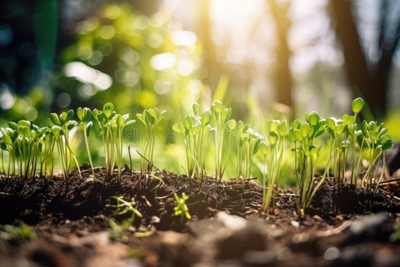 Green Young Plant Sprout Growing in the Ground Generative AI Stock ...