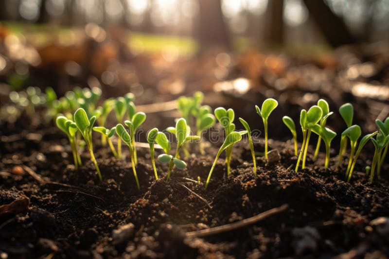 Green Young Plant Sprout Growing in the Ground Generative AI Stock ...