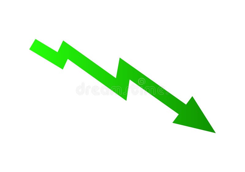 Green Zigzag Arrow Pointing Downward Stock Vector - Illustration of ...