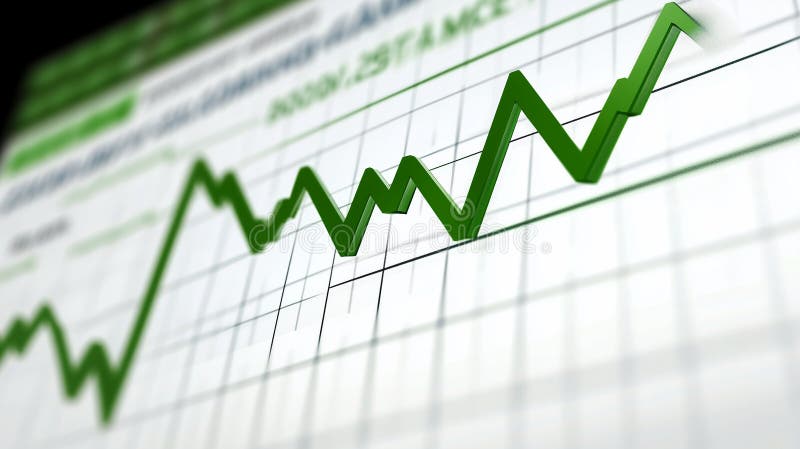 A Green Zigzag Line Graph Prominently Displays an Upward Trend on a ...