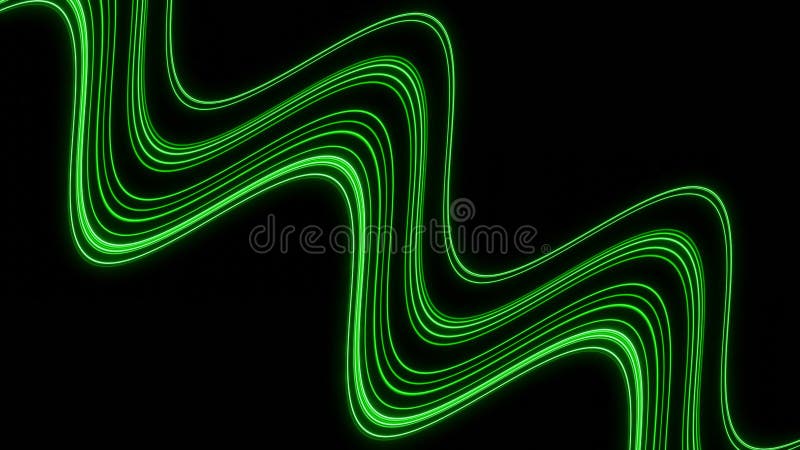 Green Zigzag Moving Stripes Flowing Isolated on a Black Background ...