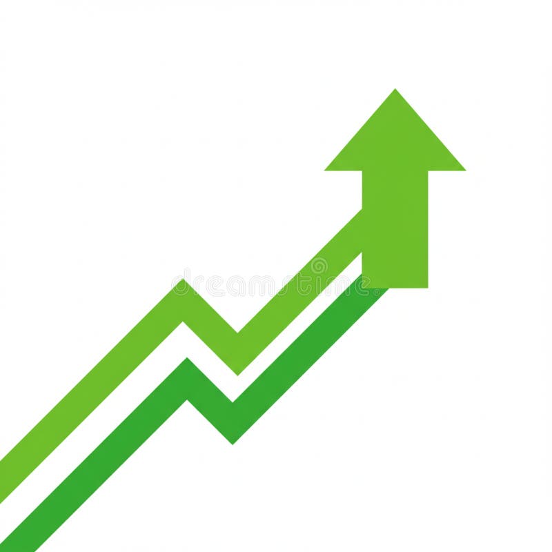 A Green Zigzagging Arrow Graphically Ascends To the Upper Right on a ...