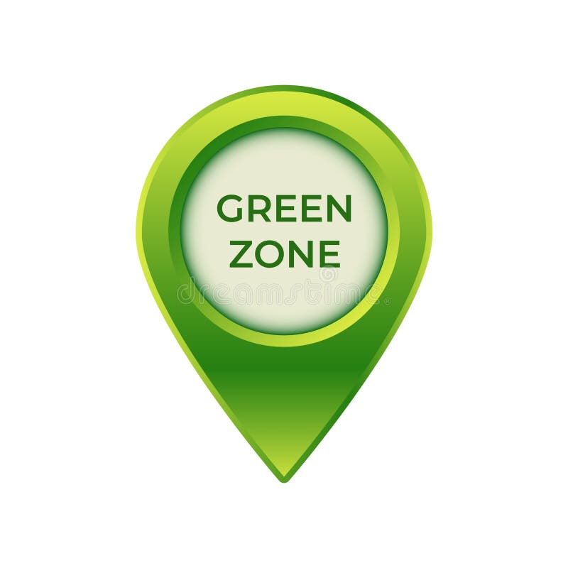 Green Zone Location Marker with Shiny Finish and Bold Text for Maps and ...