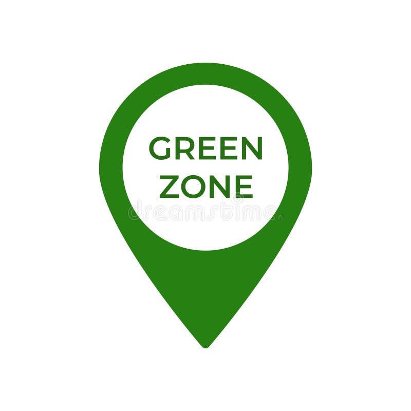 Green Zone Pin Icon with Bold Lettering Inside a White Circle Stock ...