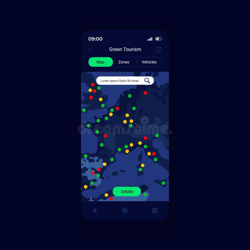 Green-zones Representation Smartphone Interface Vector Template Stock ...