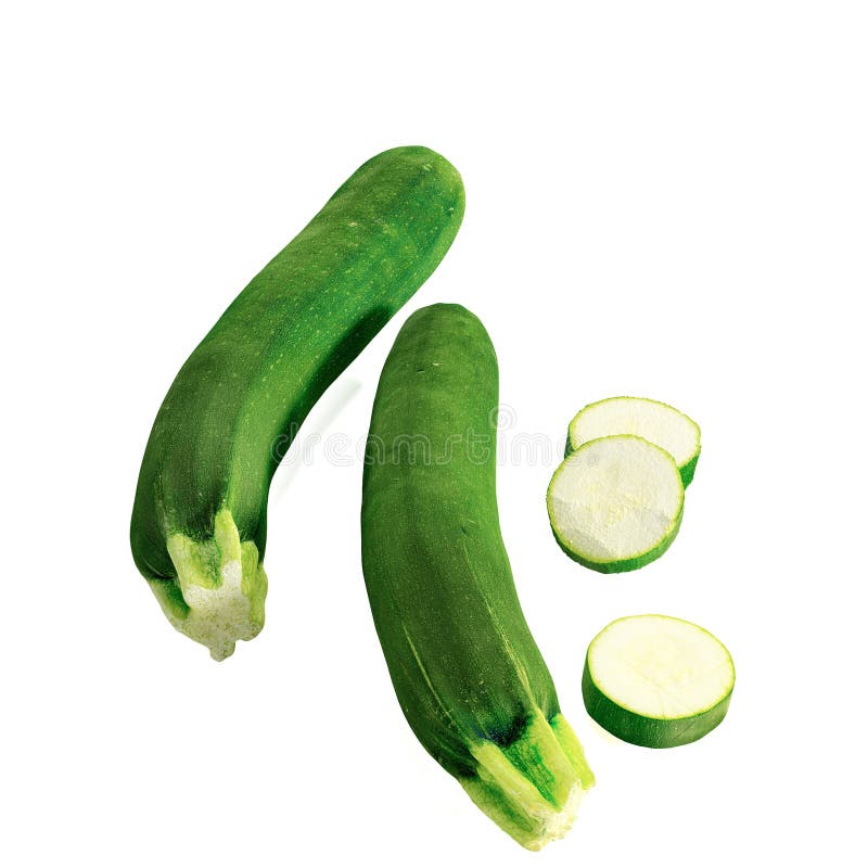 A Green Zucchini on a White Surface, 3d Rendering Stock Illustration ...