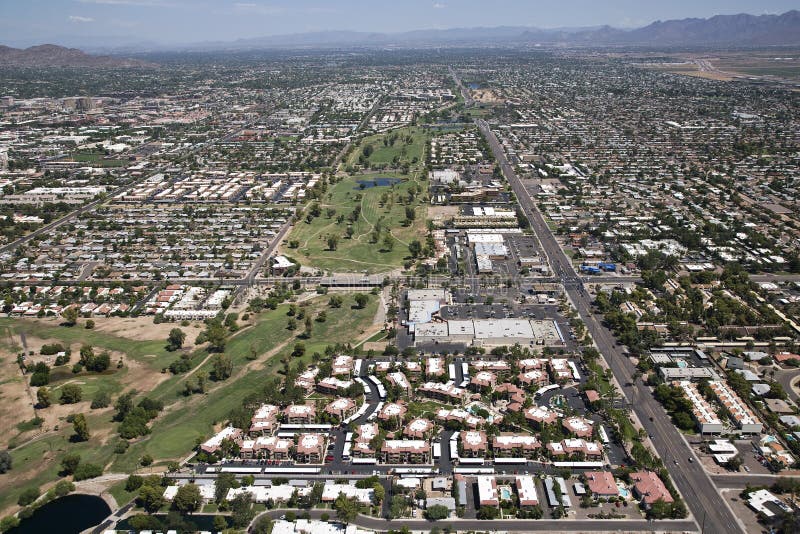 Greenbelt of the Indian Bend Wash Stock Photo - Image of downtown ...