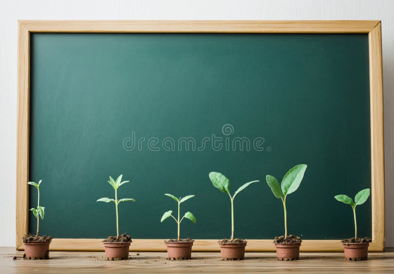 Greenboard Background with Growing Seedlings Stock Illustration ...