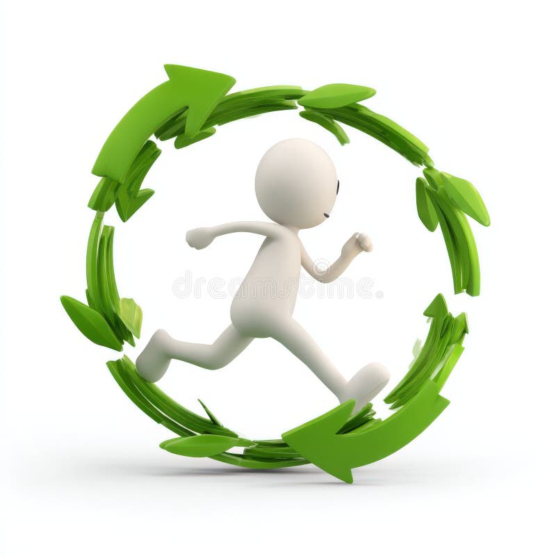 A Greencolored Man is Running Around in a Circle Made Up of Green ...