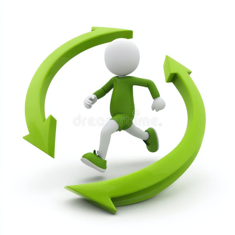 A Greencolored Man is Running Around in a Circle Made Up of Green ...