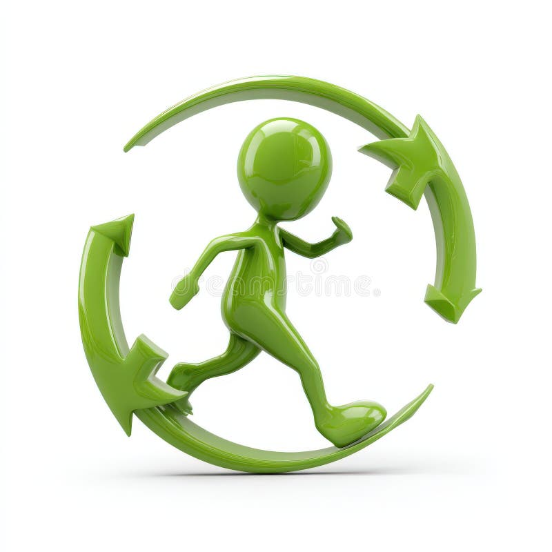A Greencolored Man is Running Around in a Circle Made Up of Green ...