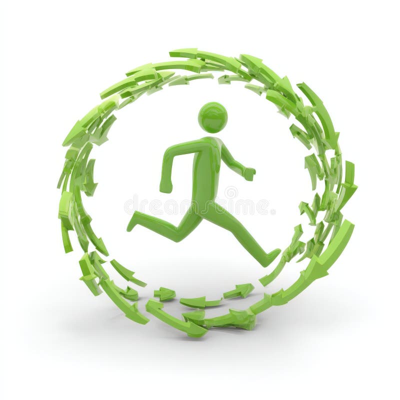 A Greencolored Man is Running Around in a Circle Made Up of Green ...