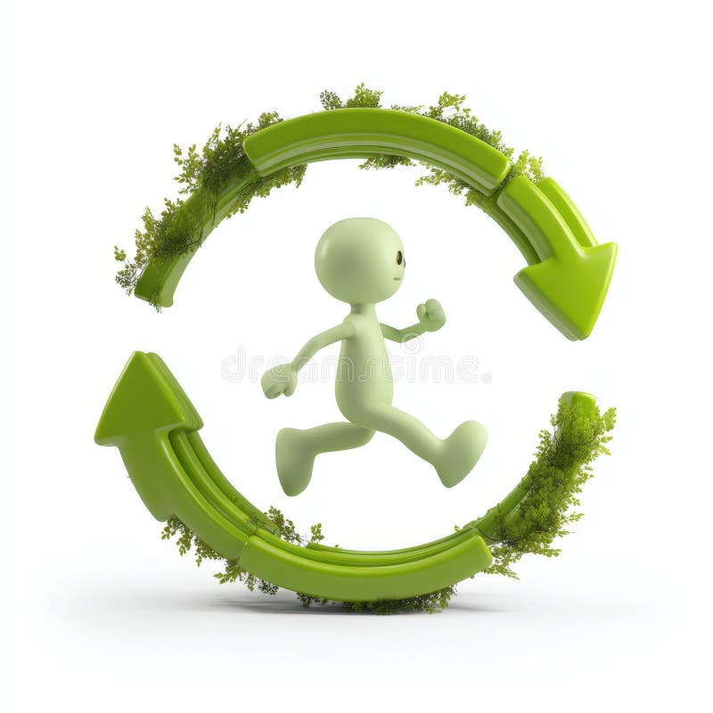 A Greencolored Man is Running Around in a Circle Made Up of Green ...