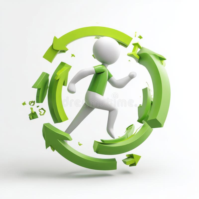 A Greencolored Man is Running Around in a Circle Made Up of Green ...
