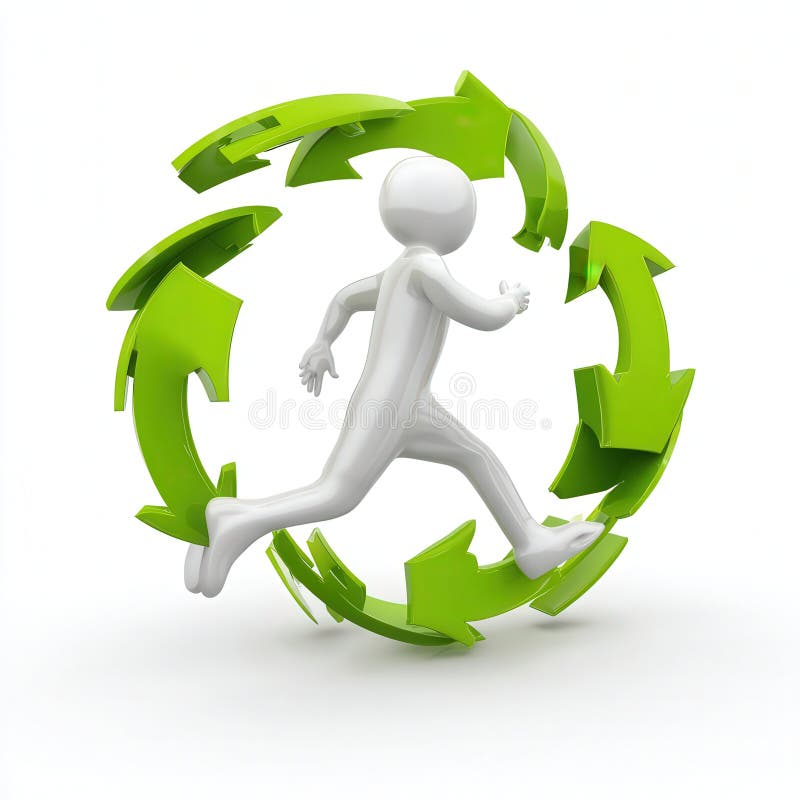 A Greencolored Man is Running Around in a Circle Made Up of Green ...