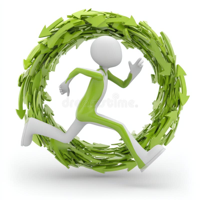 A Greencolored Man is Running Around in a Circle Made Up of Green ...