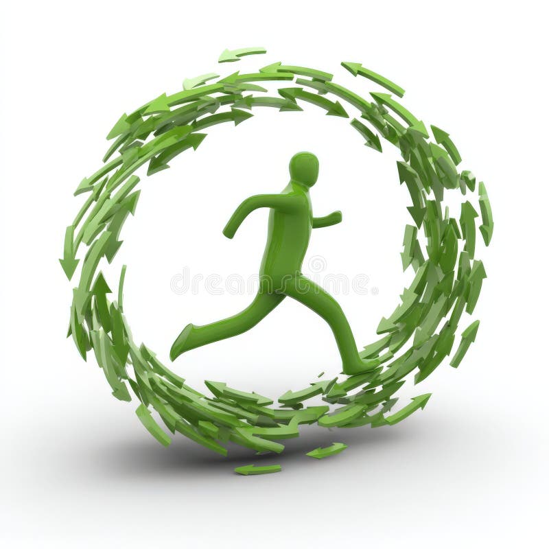 A Greencolored Man is Running Around in a Circle Made Up of Green ...